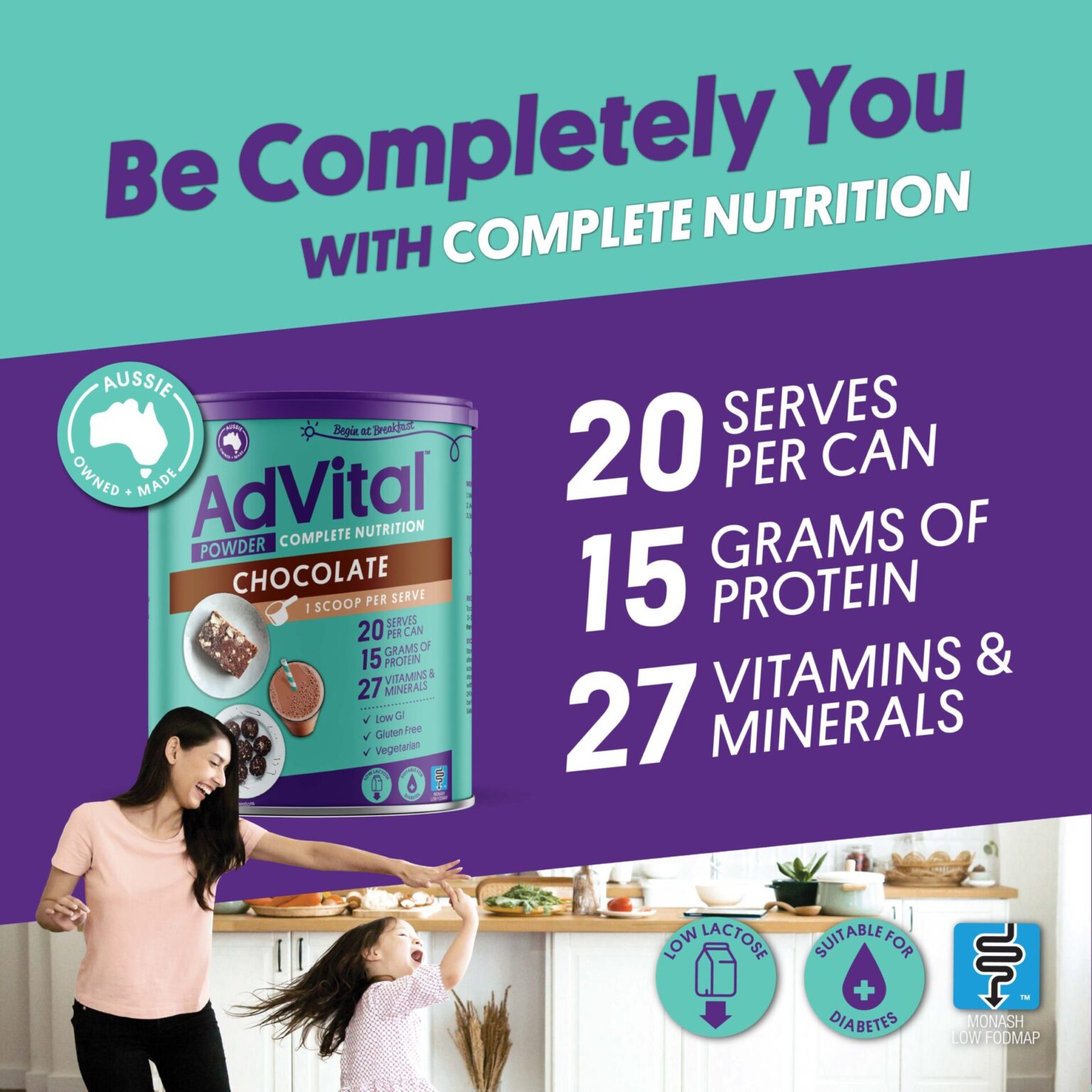 AdVital Nutritionally Complete Chocolate Powder